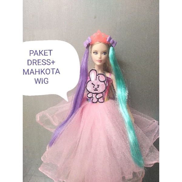 Jual mahkota barbie/wig barbie/dress barbie/baju barbie/baju barbie ...