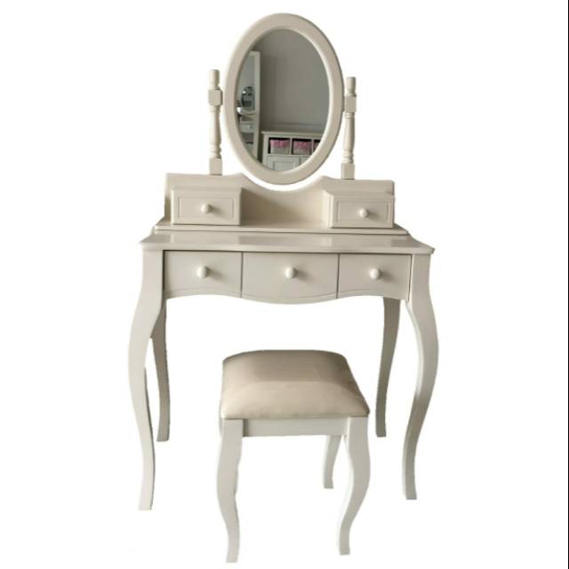 Jual Meja rias 1 cermin bulat kayu mahoni cat duco shabby chic klasik ...
