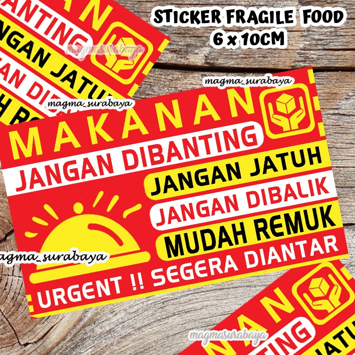 Jual Stiker Fragile makanan - magma surabaya -fragile food -food ...