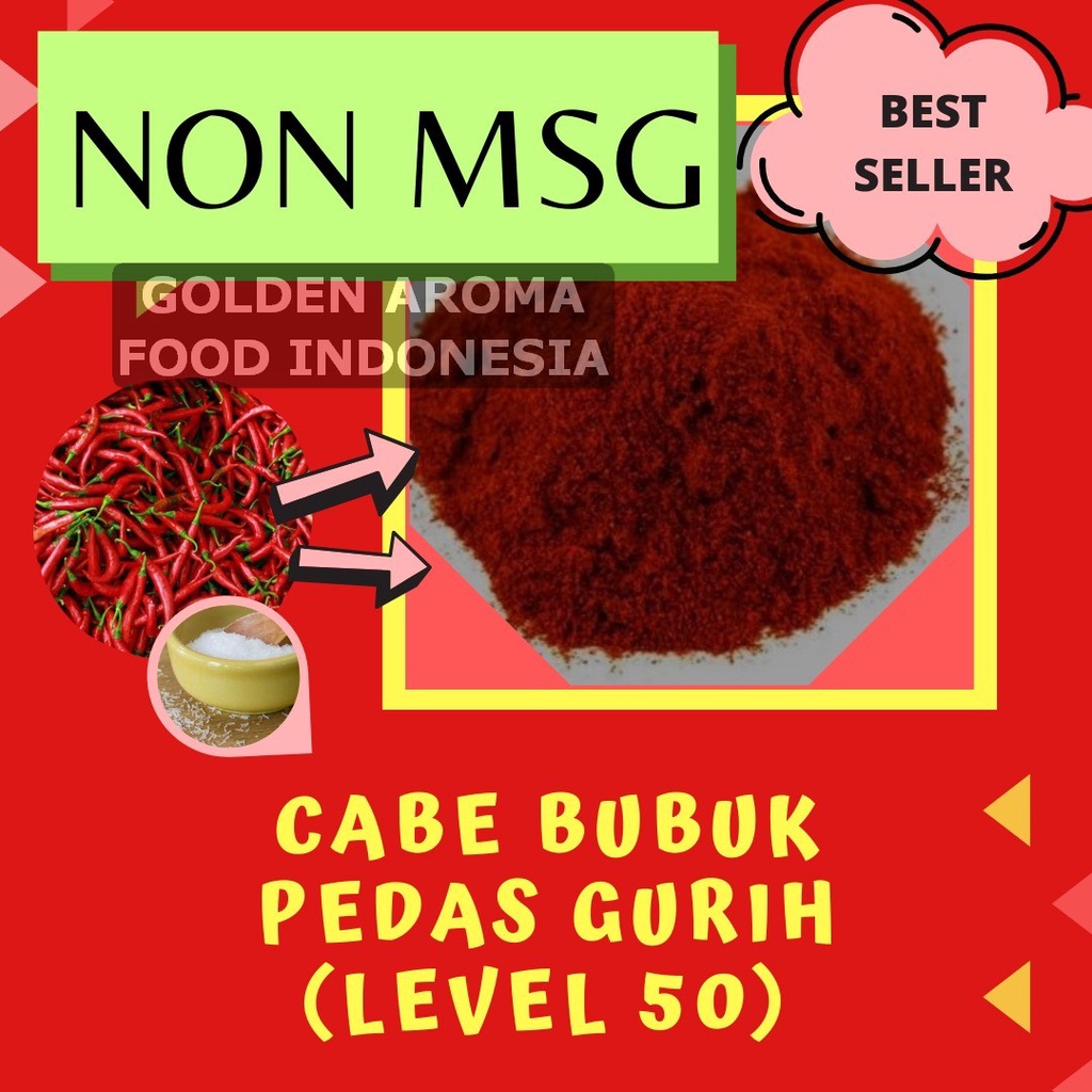 Jual Cabe Bubuk Pedas Gurih Level 50 1Kg Non MSG Bubuk Cabe Pedas Gurih ...