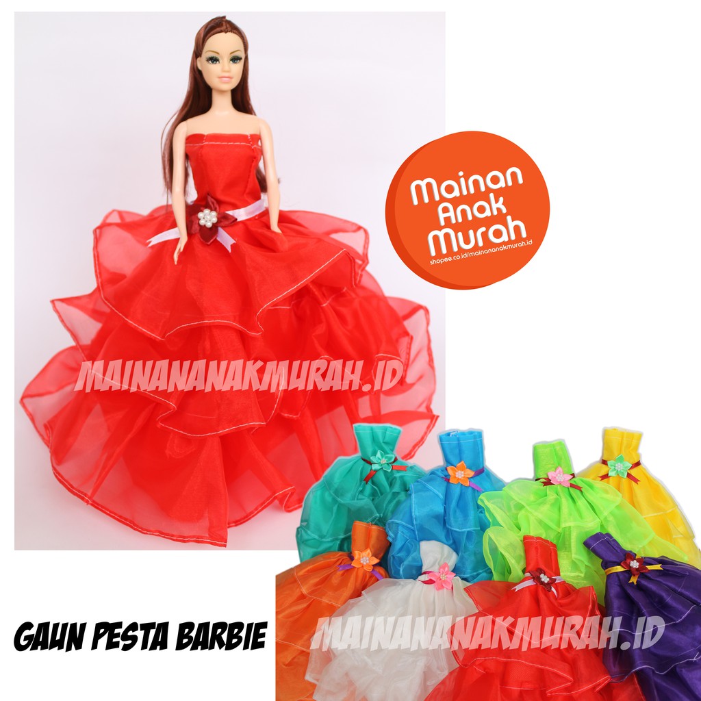 Jual Baju Boneka Gaun Pesta Cantik Warna Warni / Kostum Pakaian Gown ...