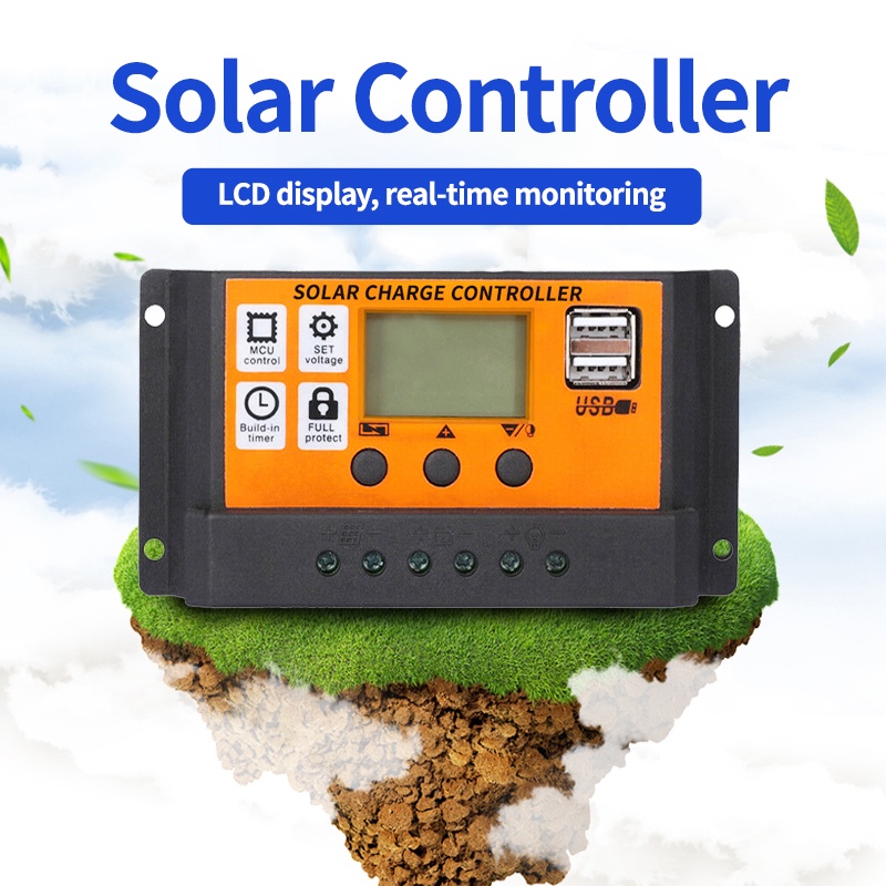 Jual PWM Solar Charge Controller LCD Display Dual USB Output 12V /24V | Shopee Indonesia