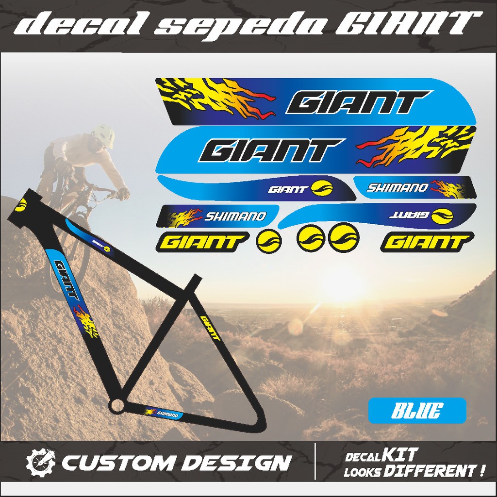Jual STIKER DECAL SEPEDA STICKER MOTIF GIANT WARNA BLUE ; ORANGE ; RED ...