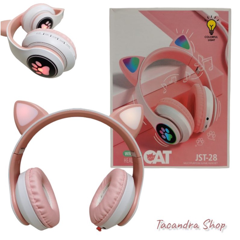 Jual Headphone Karakter Kucing Bluetooth JST28 / Headphone Bluetooth ...