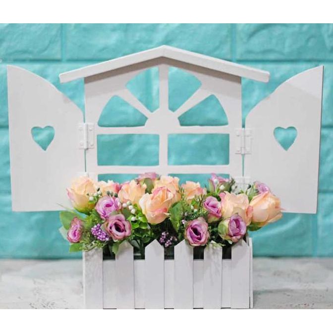 Jual Pajangan Bunga Plastik Hias Pagar Jendela Shabby Chic + Bunga A3 ...