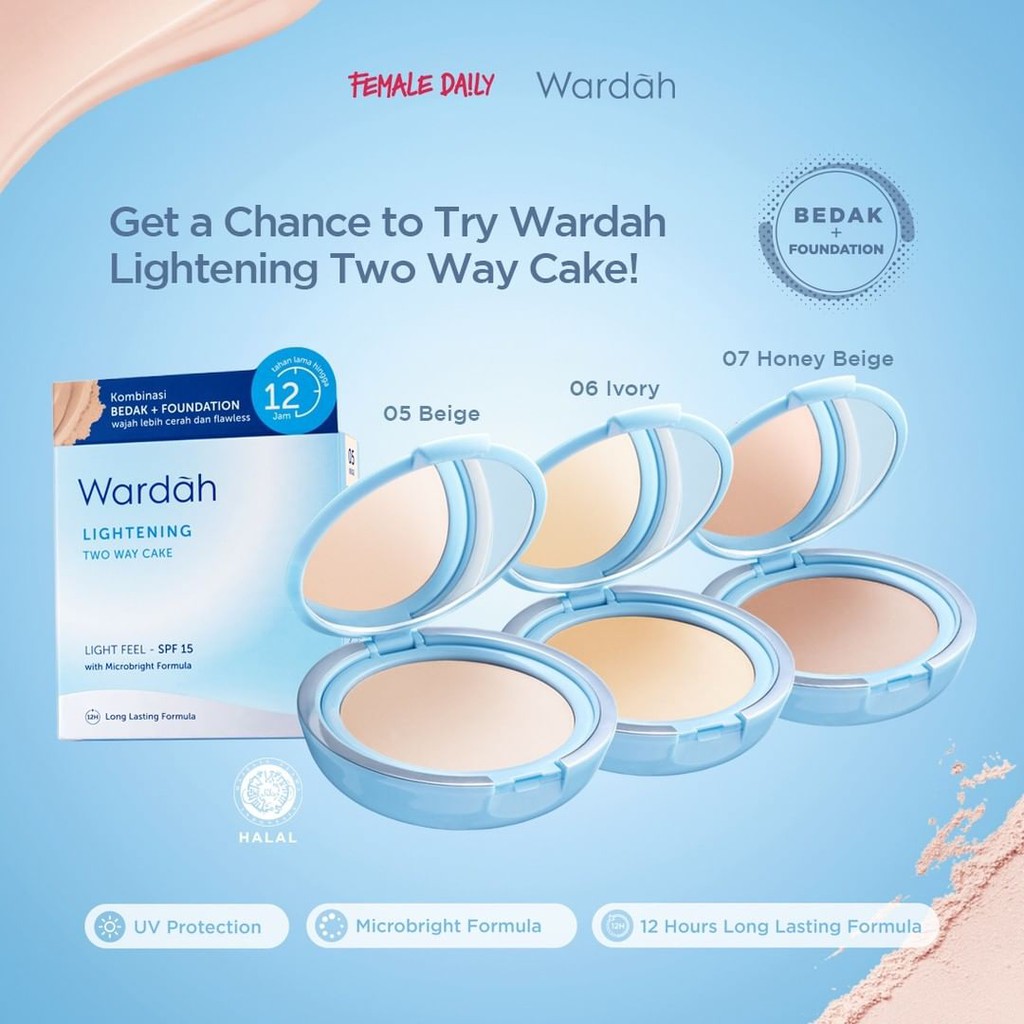 Jual Wardah Lightening Two Way Cake bedak dan foundation | Shopee Indonesia