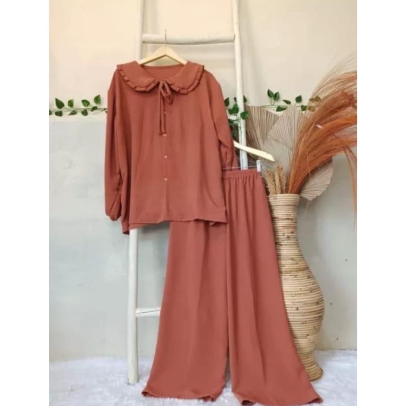 Jual OLIEV Set Kupu Kupu Crinkle Airflow LD 120 / Setelan polos Crinkle Airflow / Setelan Oliev ...