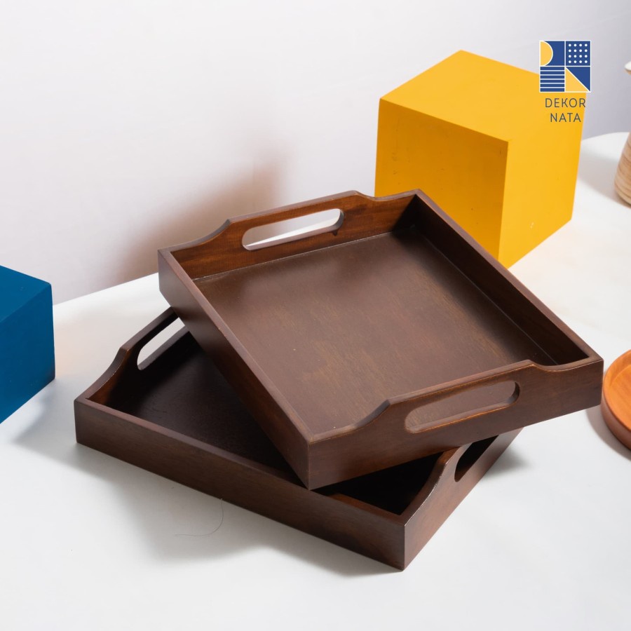 Jual Nampan Lekuk Kayu Wooden Tray Nampan Kayu Minimalis 30 x 25 x 7 ...
