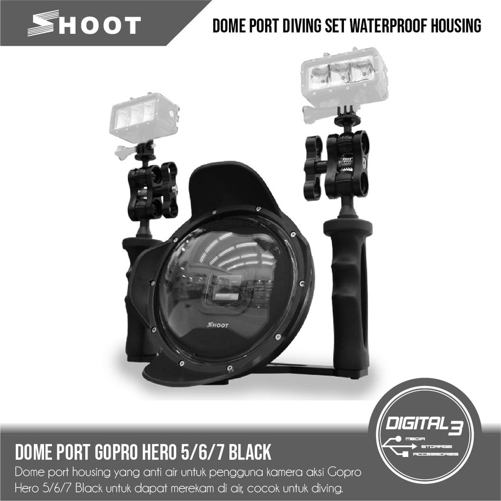 Jual Dome 6 Inch Port Diving Set Plus Stabilizer Grip With LED Mount ...