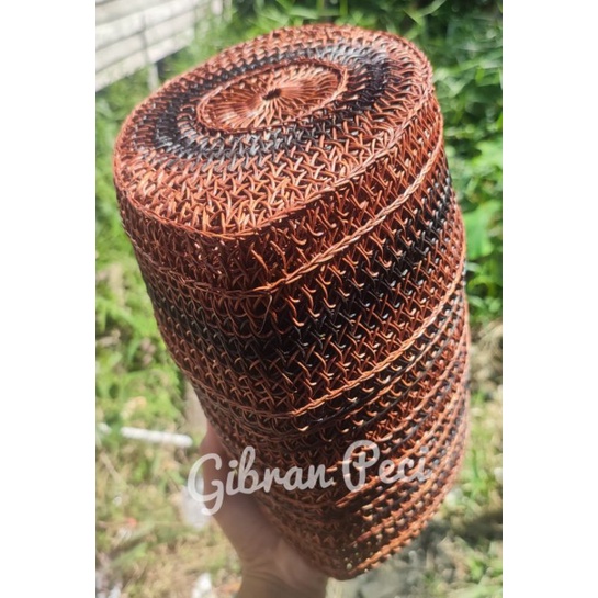 Jual [PREMIUM ] Peci rotan coklat motif hitam kualitas terbaik ...