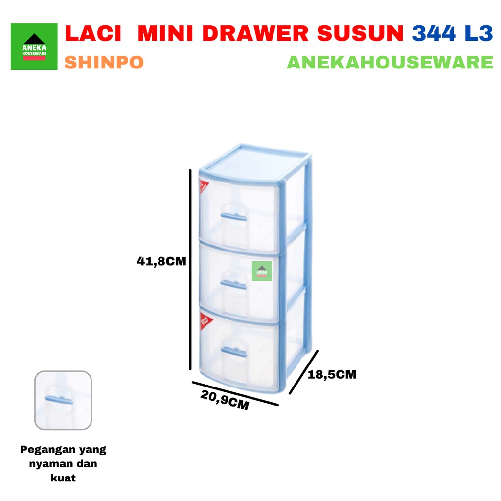 Jual Storage Box Laci Plastik Fit Mini Drawer Susun 3 344 L3 Shinpo ...