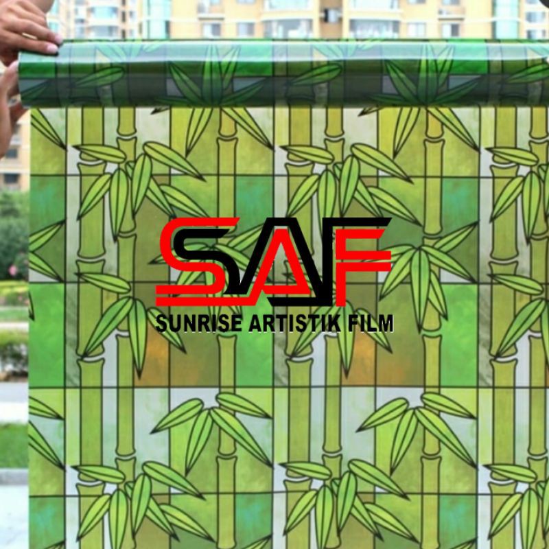 Jual stiker kaca film motif bambu abstrak/sticker kaca jendela dan ...