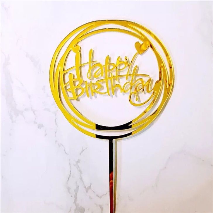 Jual Cake Topper Happy Birthday HBD Model Bulat Hiasan Kue CT-HBD2 ...