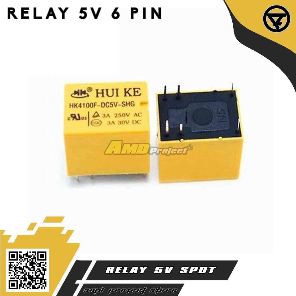 Jual Relay 5V SPDT 6 Kaki HK4100F DC 5 Volt SHG 250VAC 30VDC 3A ...