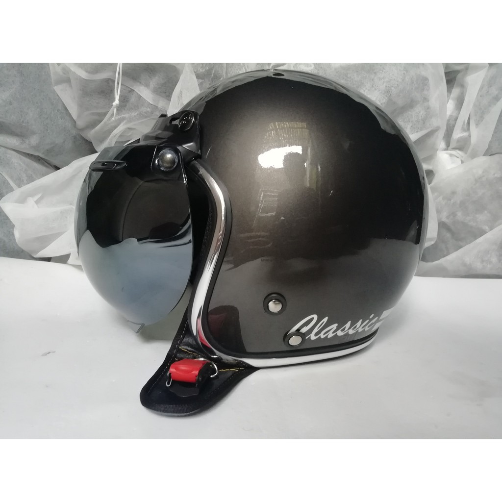 Jual HELM BOGO CLASSIC ABU-ABU LIST CHROME DEWASA CEMBUNG SILVER ...