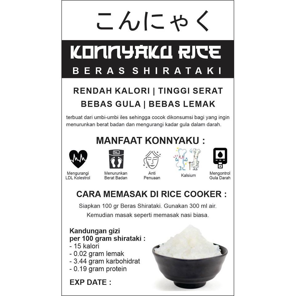 Jual BERAS SHIRATAKI / BERAS DIET SHIRATAKI / BERAS KONNYAKU | Shopee ...