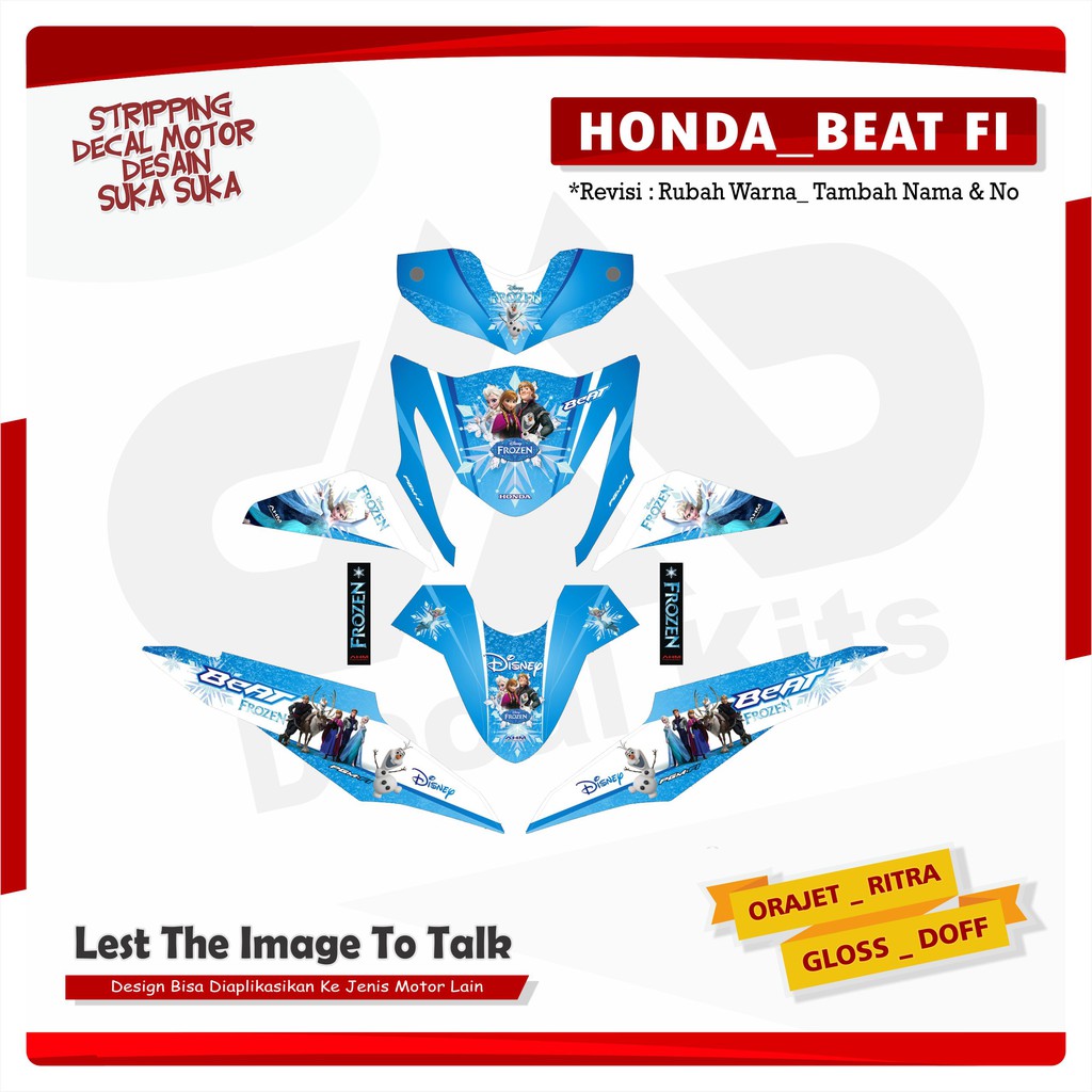 Jual Decal Sticker Motor Sticker Stiker Beat Fi frozen biru Full Body ...