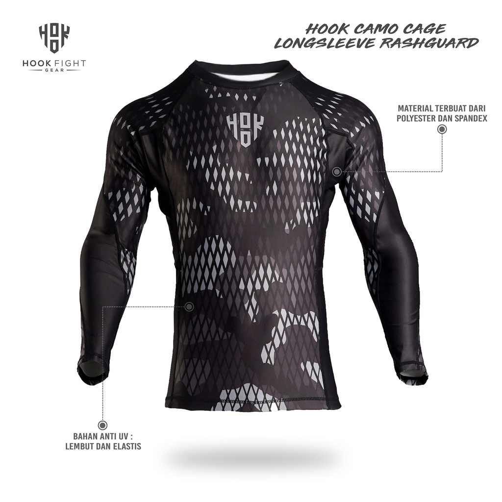 Jual Hook Rashguard MMA BJJ Compression Muay Thai Longsleeves Rash ...