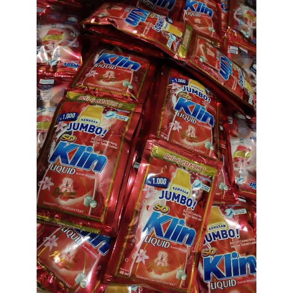 Jual So Klin Liquid Merah 43ml x 6sct + GERATIS 1sct. | Shopee Indonesia