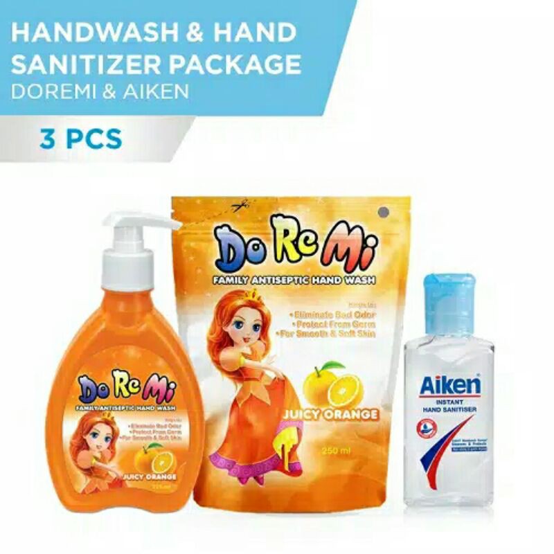 Jual Doremi Hand Wash Orange / Jeruk Pump 225ml + Refil 250ml + Aiken ...