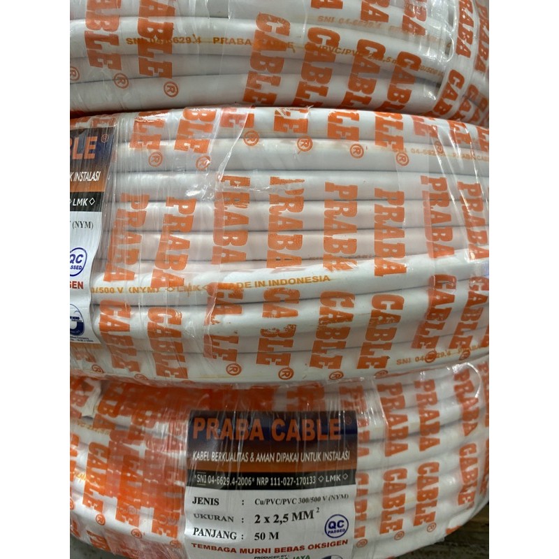 Jual kabel listrik nym 2x2.5 mm 50meter praba | Shopee Indonesia