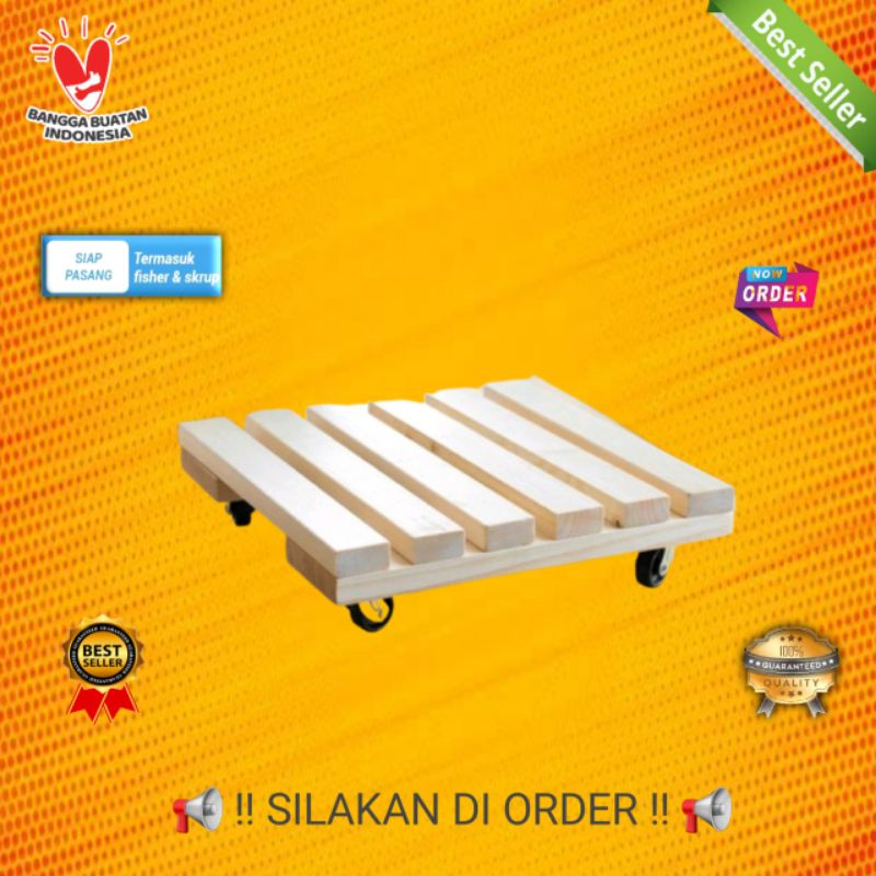 Jual Tatakan Pot Roda / Standing Pot kayu diameter 40cm / Dolly plant ...