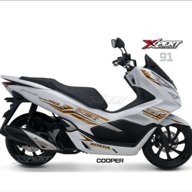 Jual Cutting sticker Honda PCX putih striping cooper bahan oracal ...
