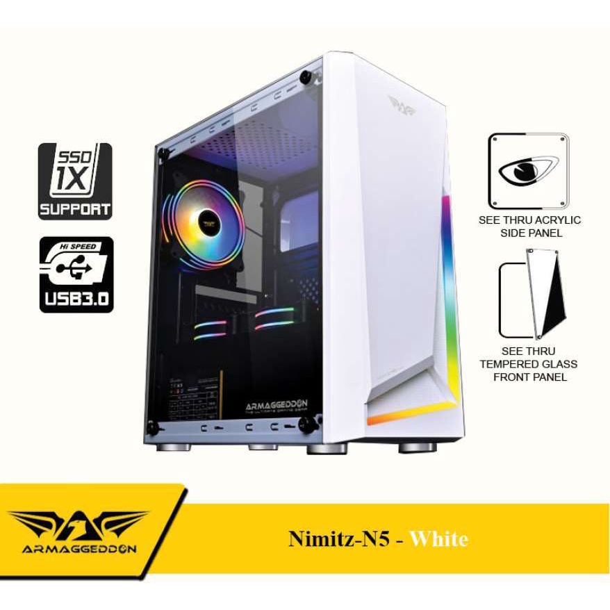 Jual Casing PC Gaming Armaggeddon Nimitz N5 Aurora White | Shopee Indonesia