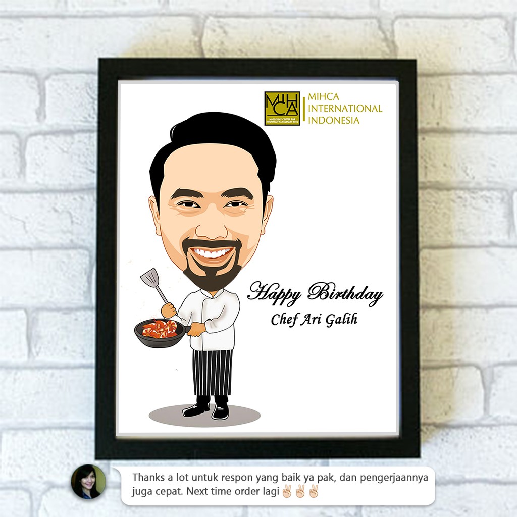 Jual Karikatur /sketsa digital 1 wajah + cetak dan frame 8R 20x25cm ...