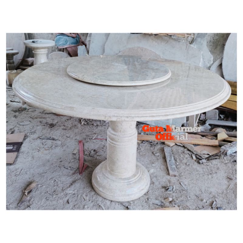 Jual Meja Makan Dan Putar Atasnya Batu Marmer Putih | Shopee Indonesia