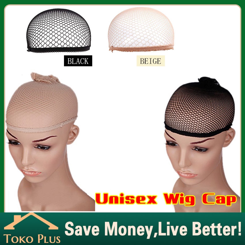 Jual hitam/Beige Weaving Cap Stretchable Elastic Hair Net Top Open ...
