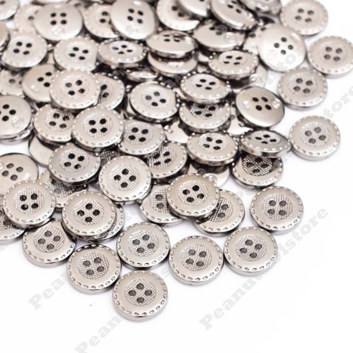 Jual ( 6 biji ) Kancing baju 1,2cm benang motif gunmetal / dark silver ...
