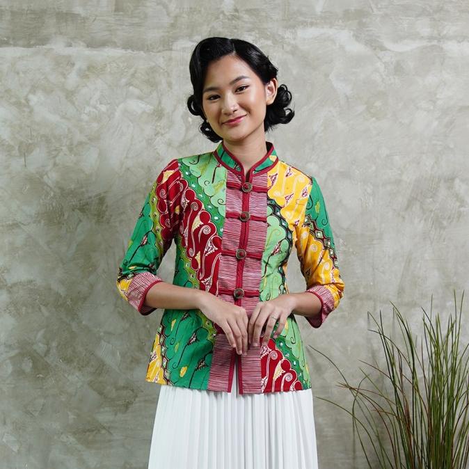 Jual NONA RARA - Laura Permen Timeless T1208,Baju kerja batik wanita modern | Shopee Indonesia