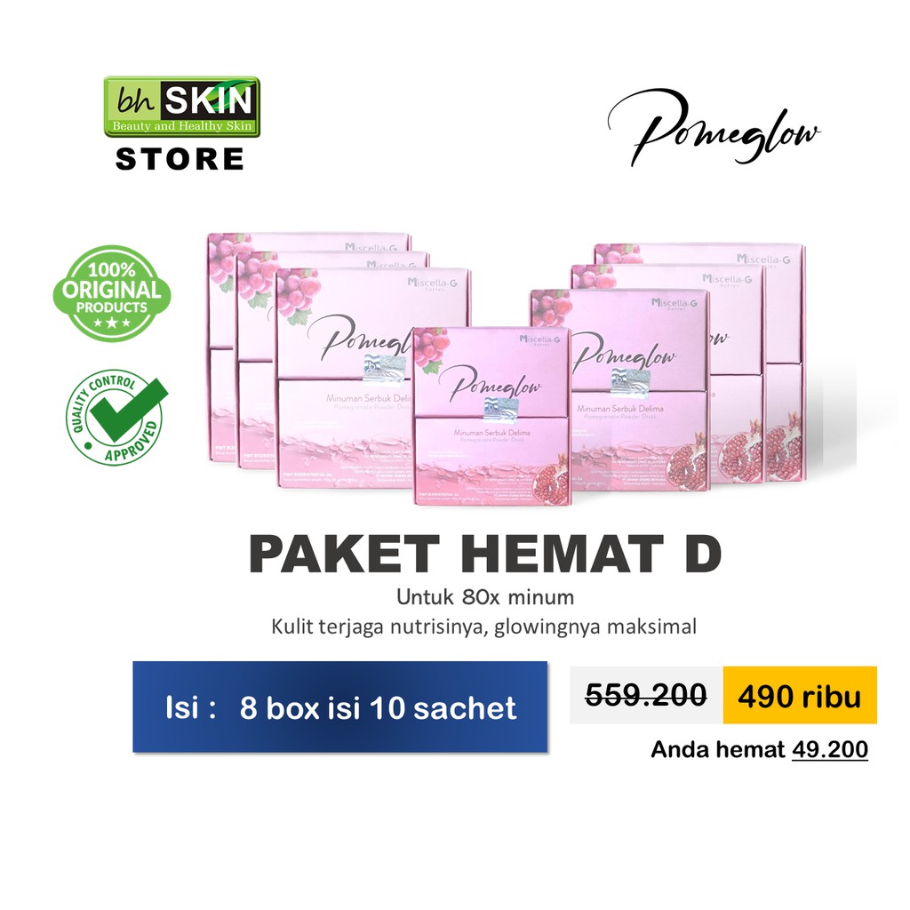 Jual Pomeglow Collagen 8 Box isi 10 Sachet Paket Hemat Lebih Murah ...
