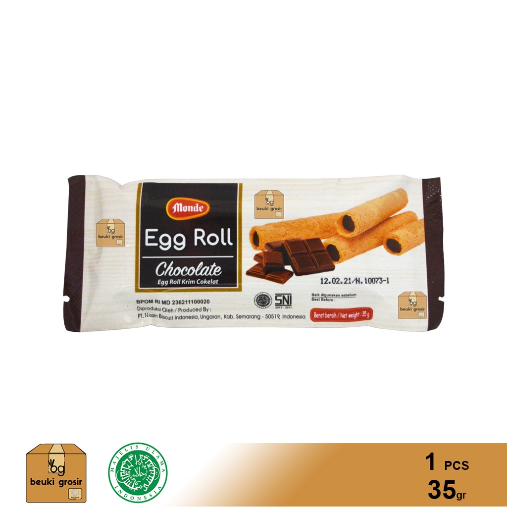 Jual ECER Monde Egg Roll Chocolate Kue Wafer Roll Rasa Coklat - 35gr ...