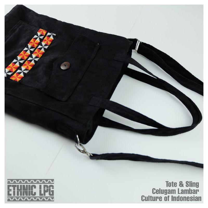 Jual Totebag & Slingbag Black Suede Celugam Lam-bar | Shopee Indonesia