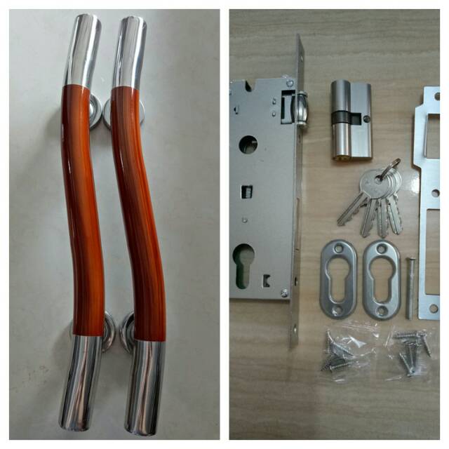 Jual SET 2pcs Pull handle pintu S bulat natur + kunci body pelor kunci ...