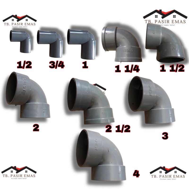 Jual Knie L 1/2 - 1 1/2" Inch GREST SOCKET Knie Knee Fitting Pvc Sambungan Pipa Pvc Paralon Air ...