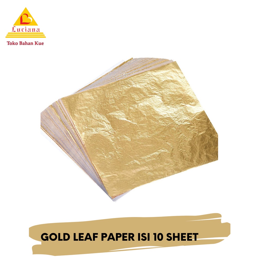 Jual 10 LEMBAR Kertas Foil Emas Gold Leaf Foil Sheet Kertas Prada ...