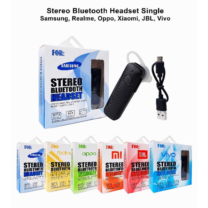 Jual STEREO BLUETOOTH HEADSET SINGLE BRAND | Shopee Indonesia