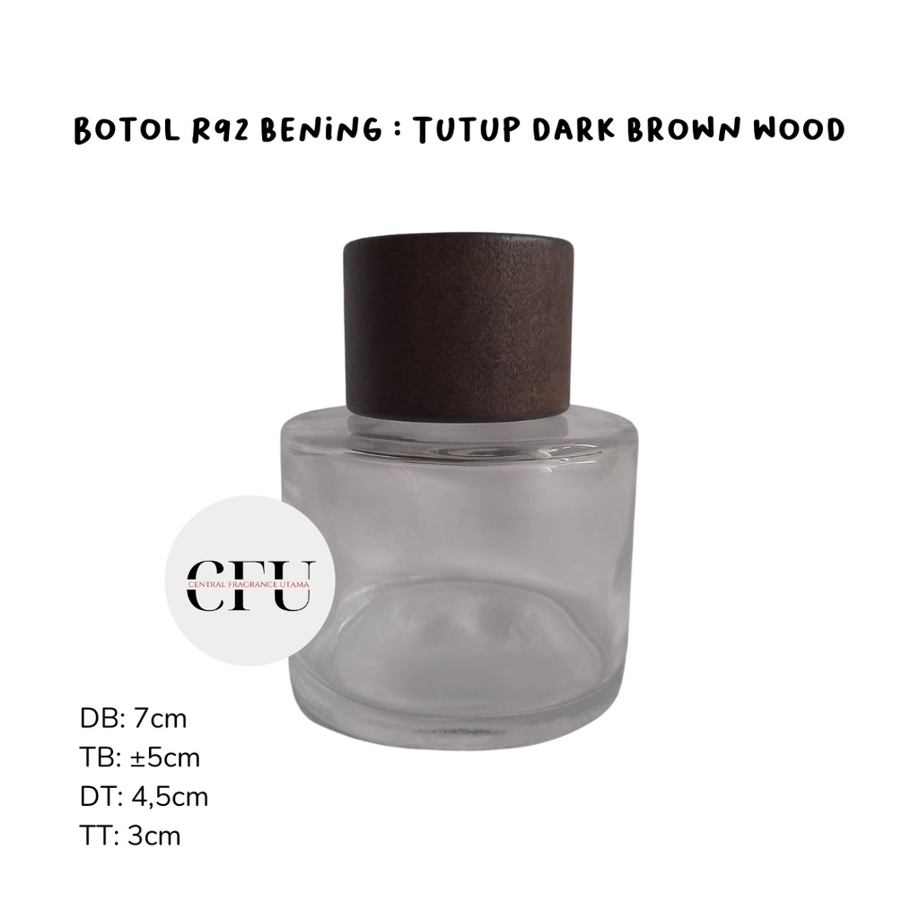 Jual Botol Diffuser 100ml Tutup Kayu Round Lid 4cm Black / Dark Brown ...