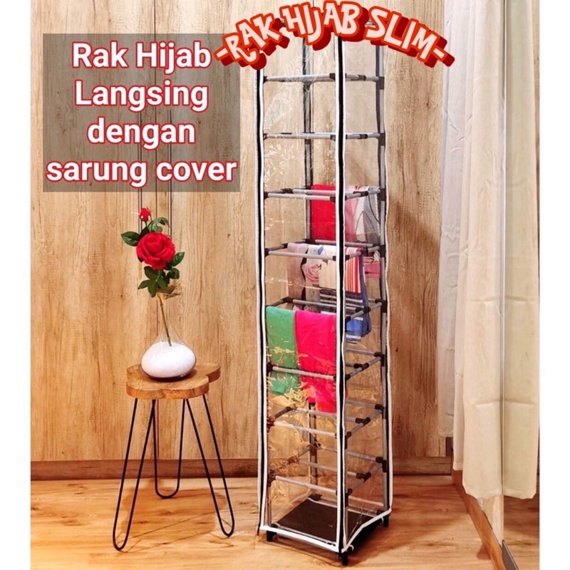 Jual 1411 /1410/2465/ RAK HIJAB SLIM NINE BOX COVER / RAK JILBAB COVER ...