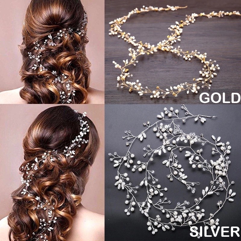 Jual Pearl Crystal Wedding Bridal Vine Hairpiece / Hiasan Rambut model ...
