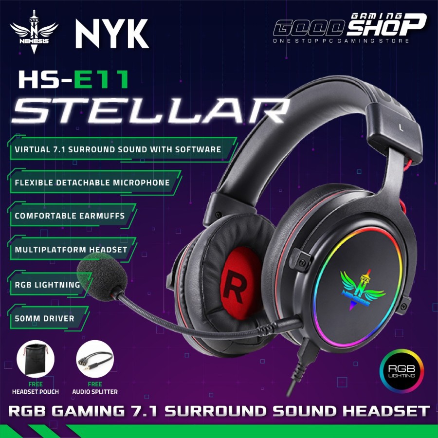 Jual NYK HS-E11 STELLAR 7.1 Surround RGB - Gaming Headset | Shopee Indonesia