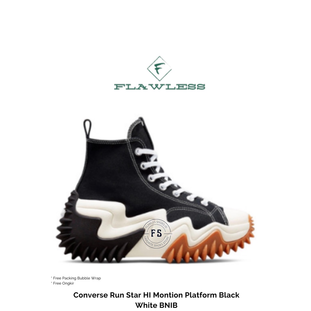 Jual Converse Run Star Hi Montion Platform Black White | Shopee Indonesia