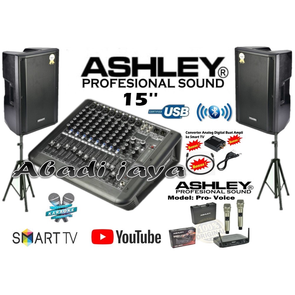 Jual paket sound system ashley ym400p ashley lm800p 15 inch garansi ...