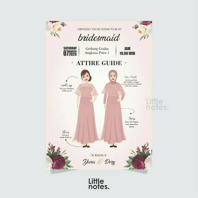 Jual Bridesmaid Card / Attire Guide Card | Shopee Indonesia