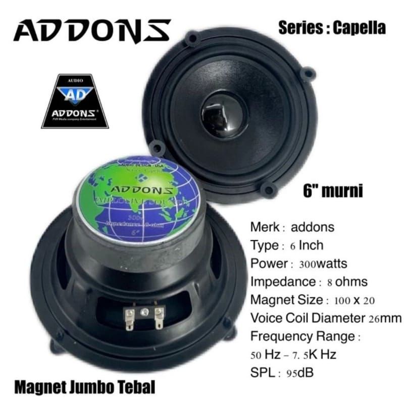 Jual speaker component 6 inch addons capella implosive sound 300 watt 6 ...