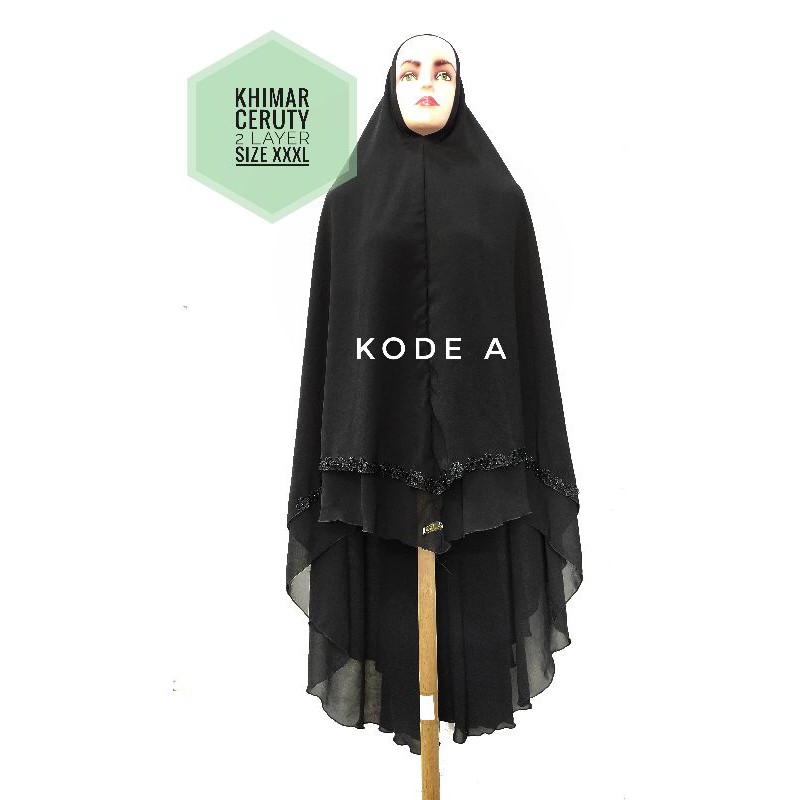Jual Khimar Ceruty Babydoll 2 Layer Jumbo (free cadar) | Shopee Indonesia