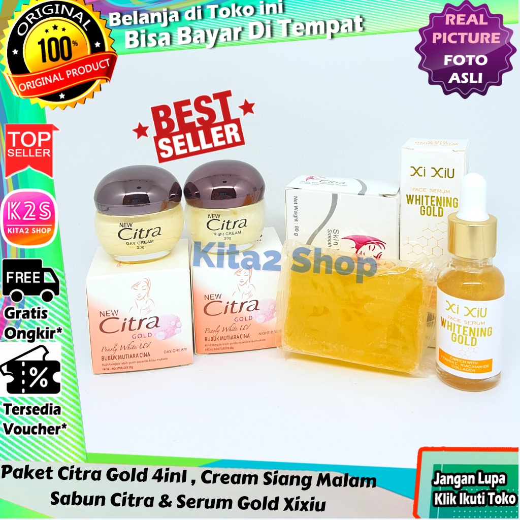 Jual ( GRATIS MASKER WAJAH !!! ) Paket Citra Gold Cream 4in1 Terdiri ...